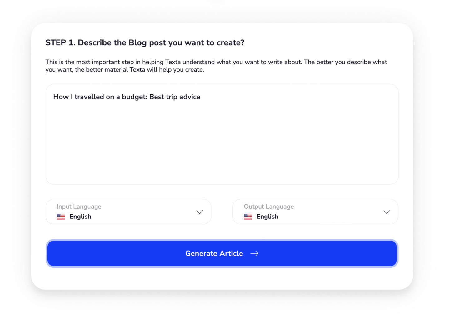 Texta - AI blog writer and article ideas generator.